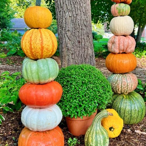 How to Make a Whimsical Outdoor Pumpkin Tower